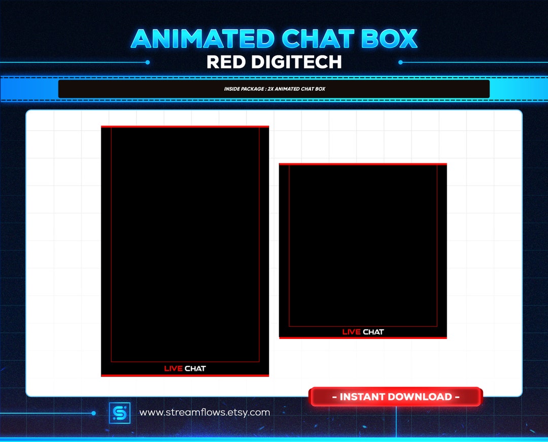 Red Digitech Animated Stream Overlay Chat Box for Twitch,kick,youtube ...