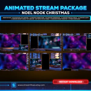 CHRISTMAS Stream Overlays for Twitch, OBS, Streamlabs & Youtube | Noel Nook Holiday Overlay Pack ...