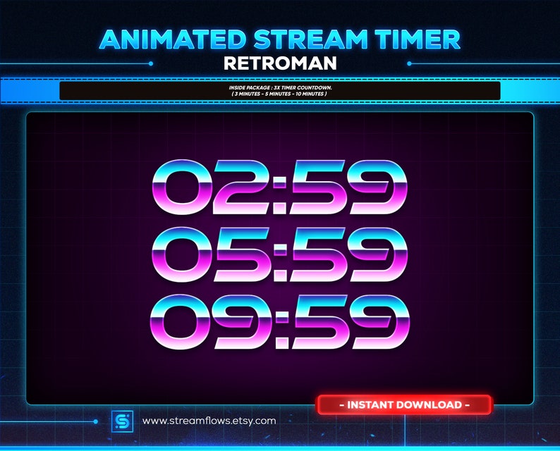 Retroman Animated Stream Timer Countdown: Cyberpunk Webm Pack - Etsy