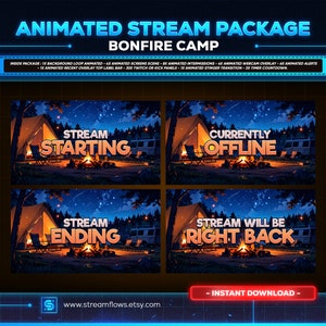 Animated COZY CAMPFIRE Stream Overlays for Twitch,obs, Streamlabs ...