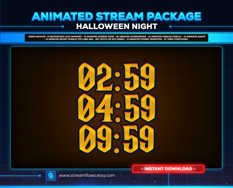 Animated Halloween Stream Overlay Package: Spooky Twitch/obs Scenes ...