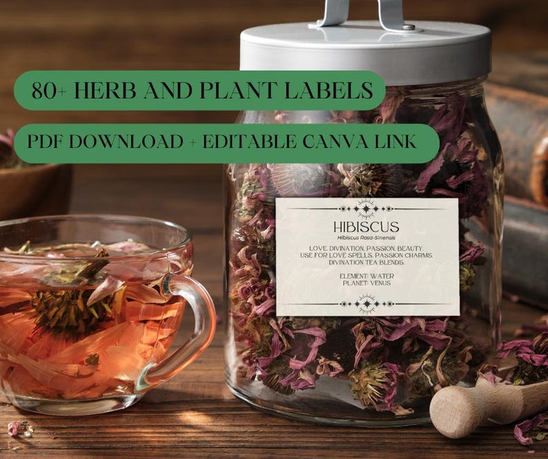 Wiccan Herb Labels Digital Download Editable Canva Pro Template ...