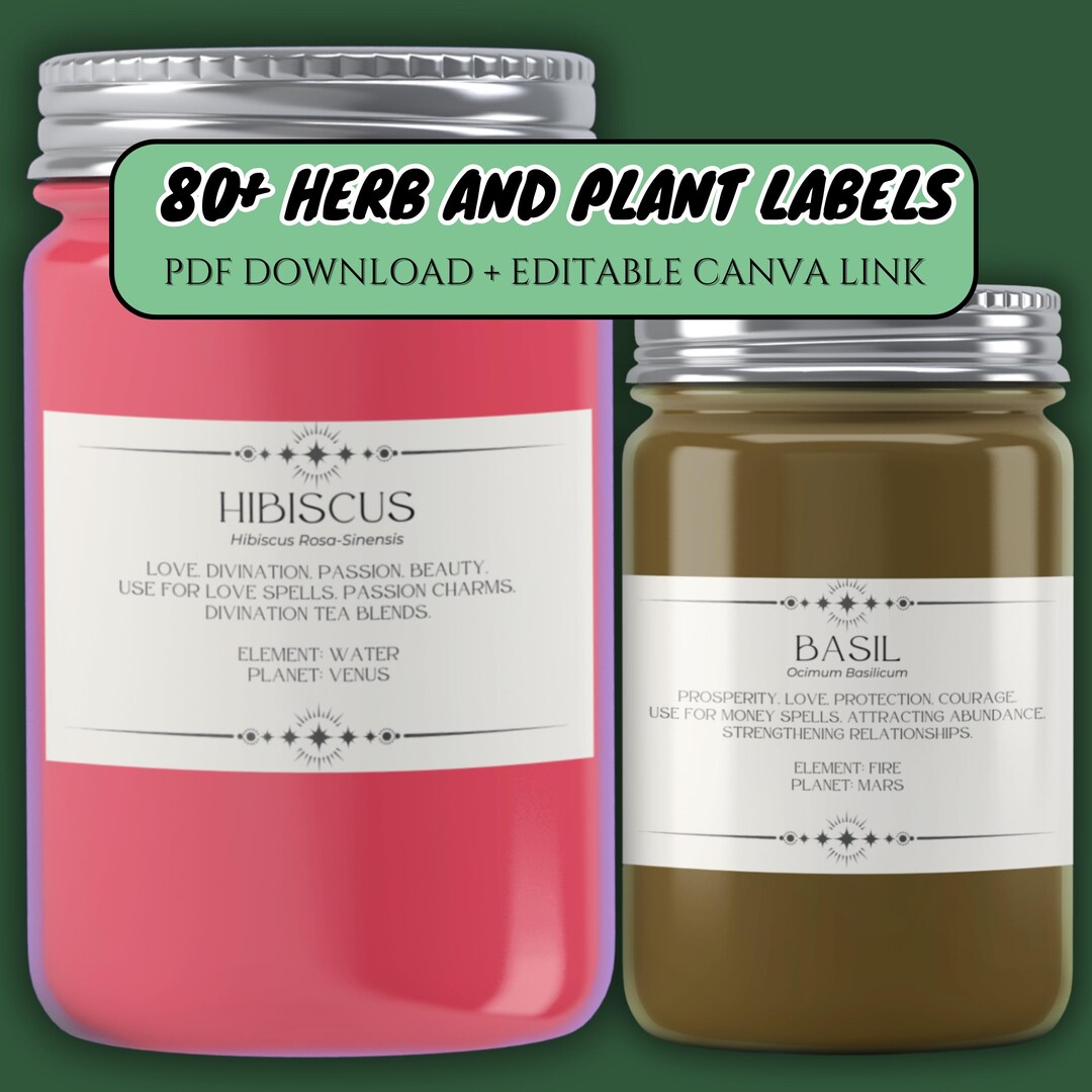 Witch's Herb Labels Digital Download | Editable Canva Pro Template ...