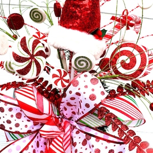 Christmas Tree Topper, Red White Green, Peppermint Candy Tree Topper ...