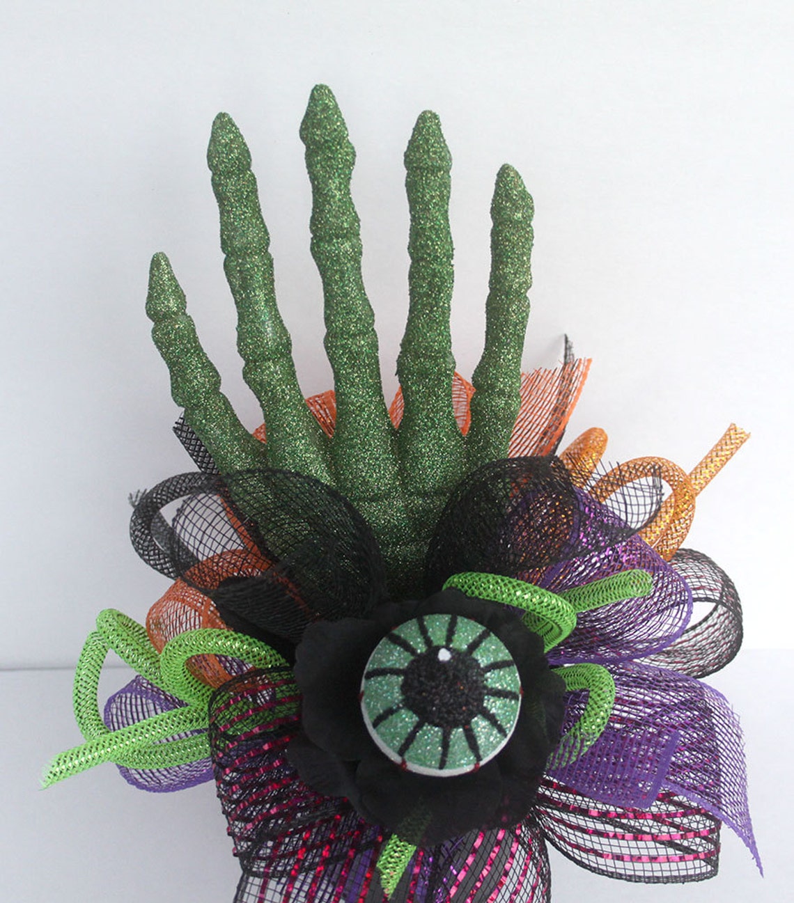 Glitter Skeleton Hand Eyeball Halloween Arrangement, Spooky Decor - Etsy
