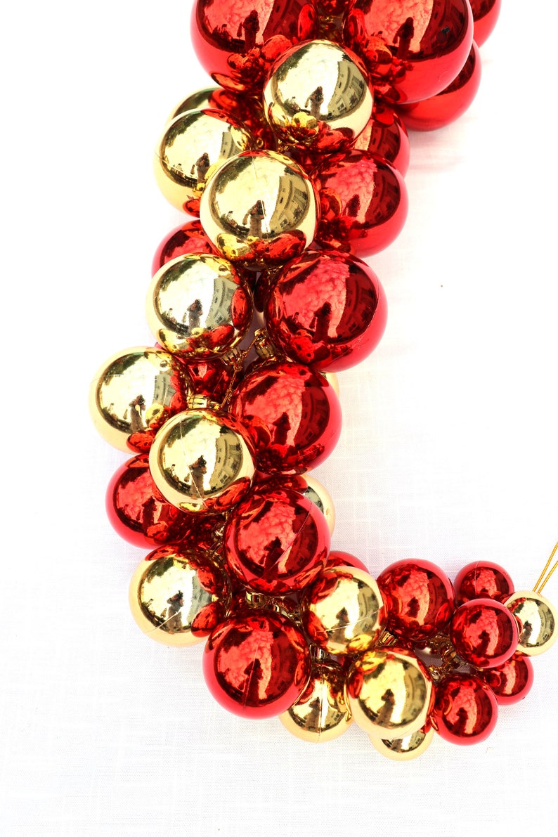 Red and Gold Christmas Ball Garland, Mantle Decor - Etsy