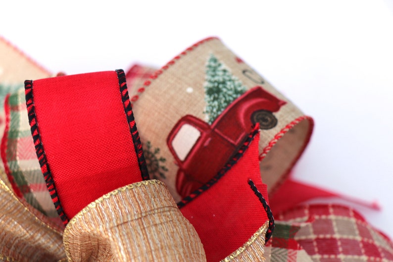 Farmhouse Christmas Bows For Wreaths Red Truck Bows Lantern Etsy