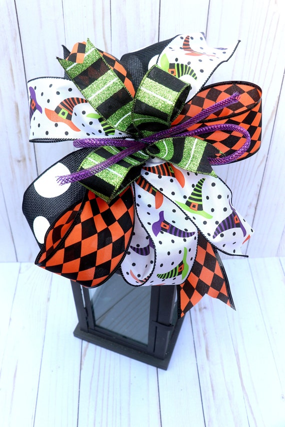 Whimsical Halloween Witch Hat Bow for Wreaths Mantle Bows - Etsy