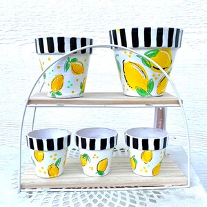 Hand Painted Terra Cotta Lemon Pot, Garden Decor, Summer Party ...