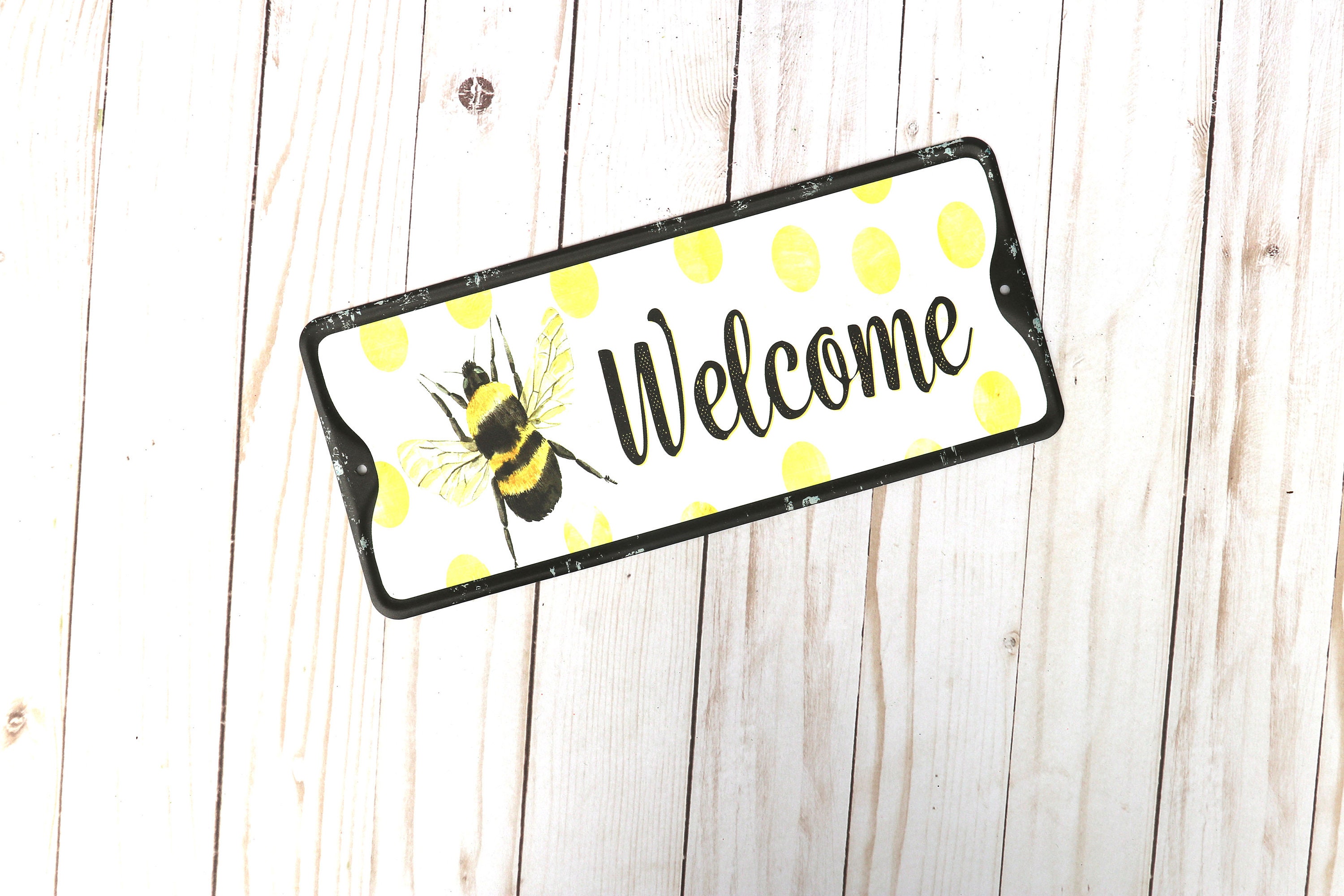 Welcome Bumble Bee Sign Tiered Tray decor Wreath | Etsy