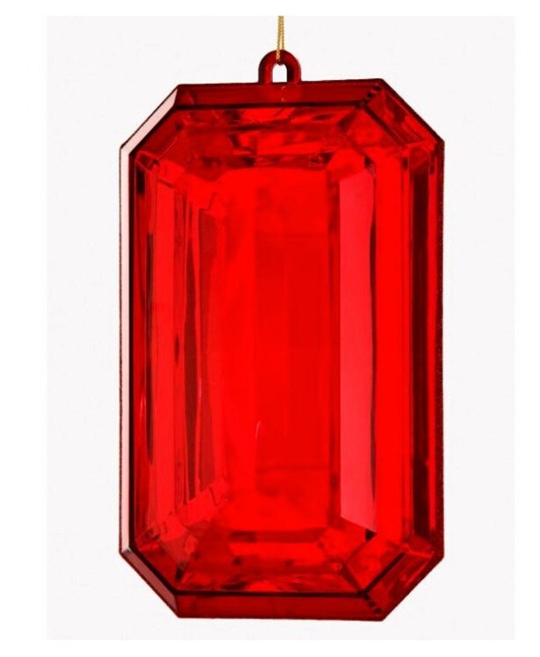 9" Red Acrylic Emerald Cut Precious Gem Ornament, Christmas Ornament ...