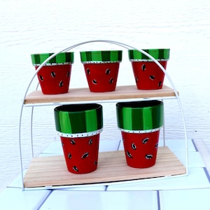 Hand Painted Terra Cotta Watermelon Pot, Summer Decor - Etsy