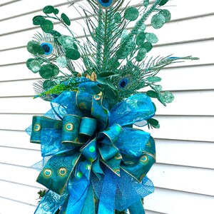 Peacock Christmas Tree Topper, Green, Ribbon Tree Topper, Peacock ...
