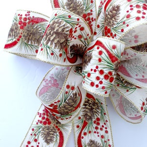 Christmas Bow for Wreaths Pinecone Cream Bow Christmas - Etsy