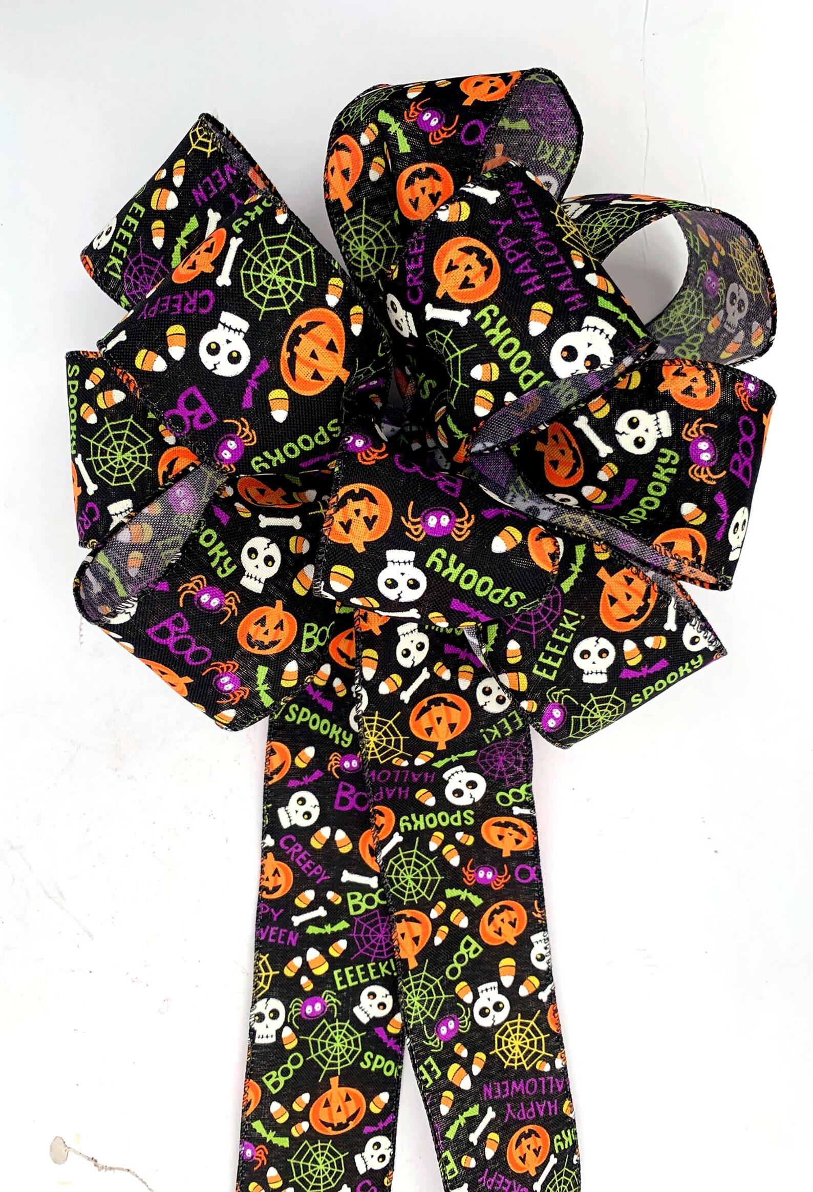 Halloween Wreath Bow, Wired Burlap Ribbon, Party Decor - Etsy