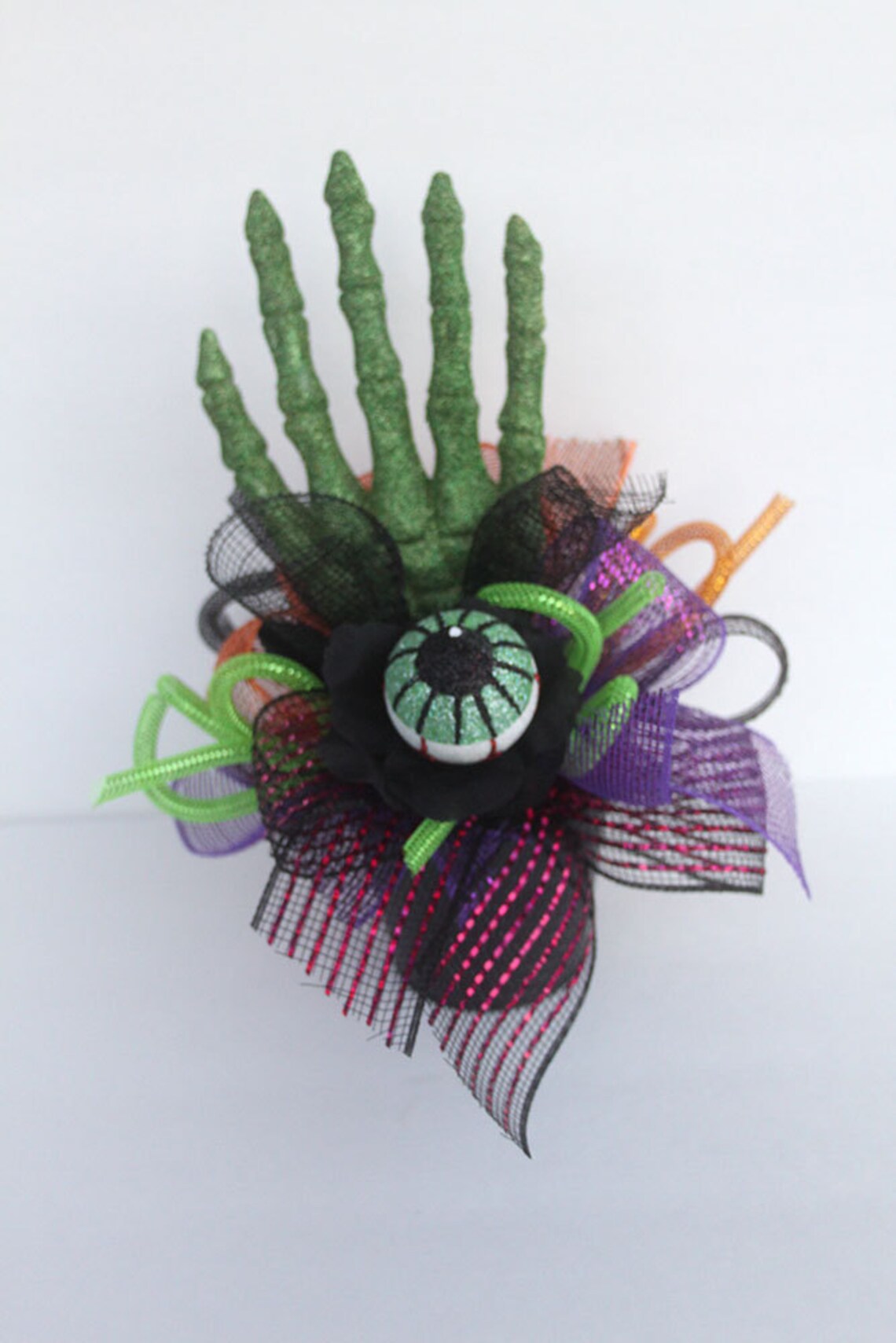Glitter Skeleton Hand Eyeball Halloween Arrangement, Spooky Decor - Etsy