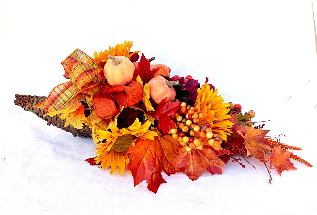 Thanksgiving Centerpiece for the Table, Fall Cornucopia Centerpiece ...