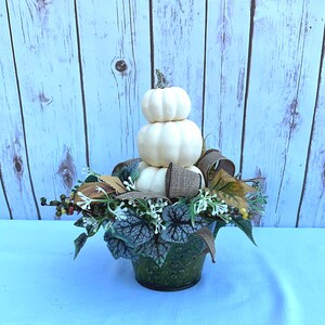 White Pumpkin Topiary Fall Farmhouse Stacked Pumpkins - Etsy