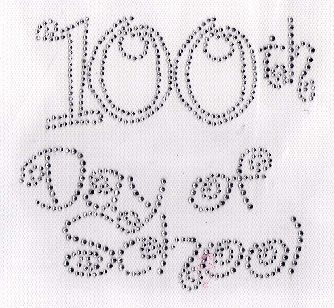 100th Day of School (large) Iron on Hot Fix Rhinestone - Etsy