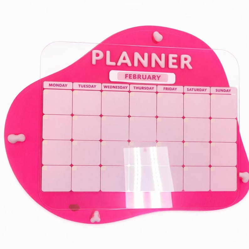 Neon Pink Dry Erase Wall Calendar -dopamine Decor - Etsy