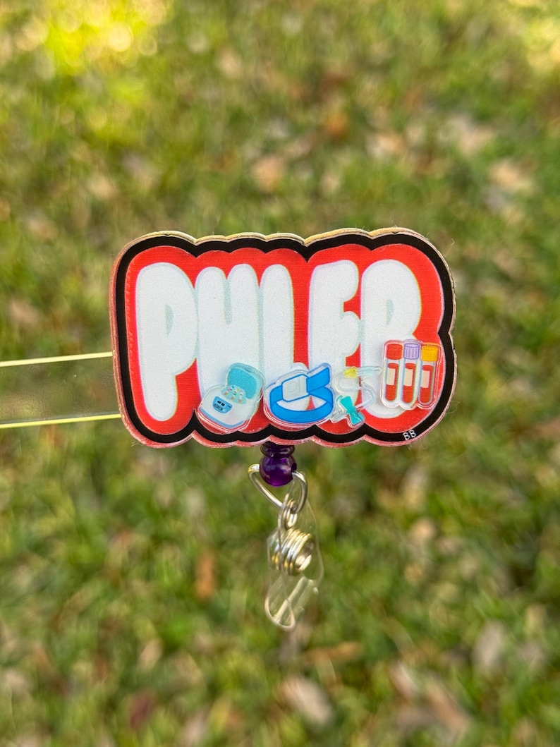 Phlebotomy Shaker Badge Reel • Phleb ID Holder • Blood Draw Shaker Reel ...