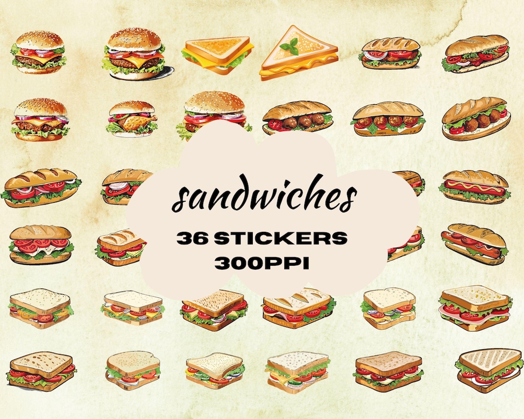 Sandwiches, Sandwiches Sticker, Sandwiches Png, Digital Sticker ...