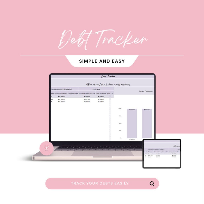 Monthly Budget & Debt Tracker: Google Sheets Spreadsheet (digital ...