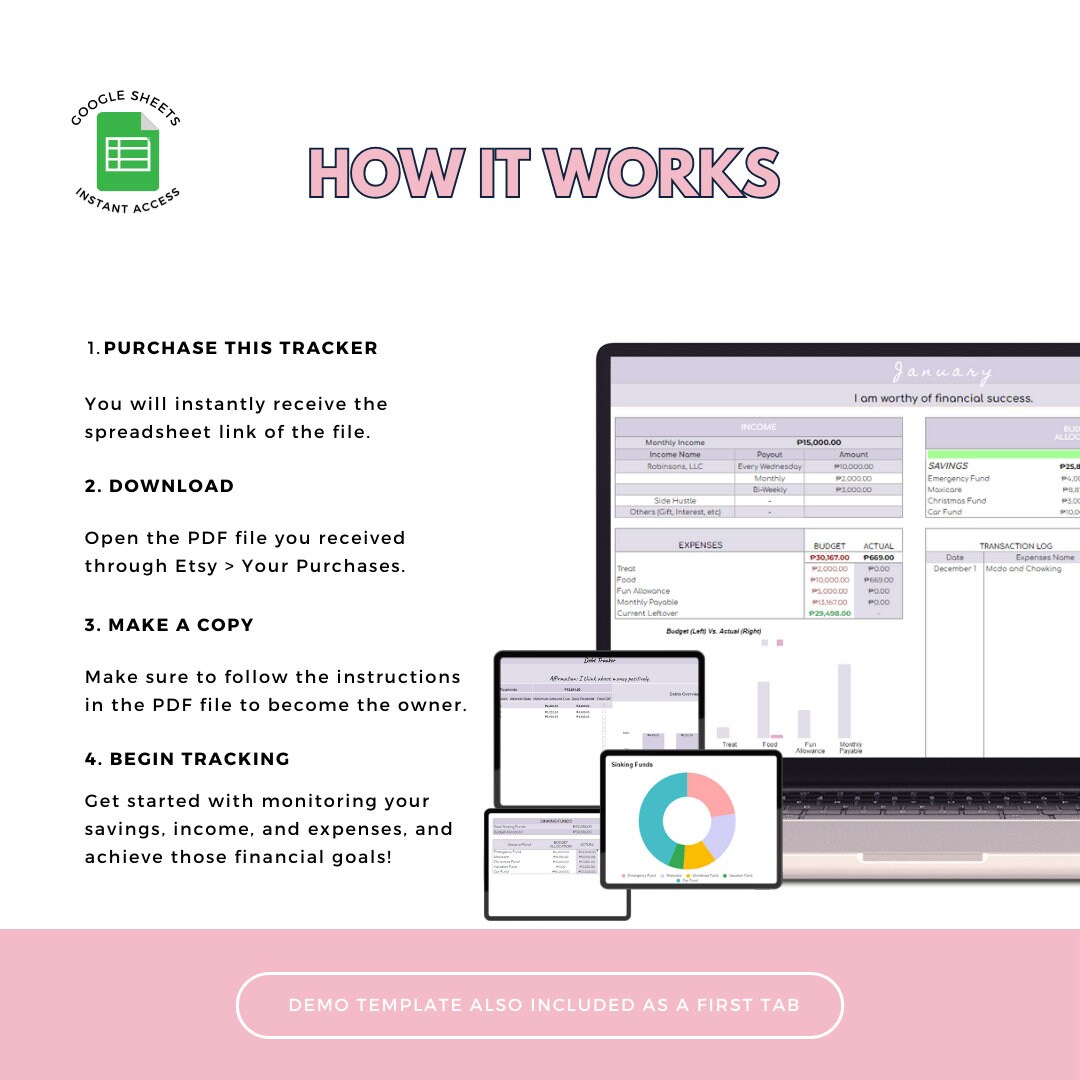 Monthly Budget & Debt Tracker: Google Sheets Spreadsheet (digital ...