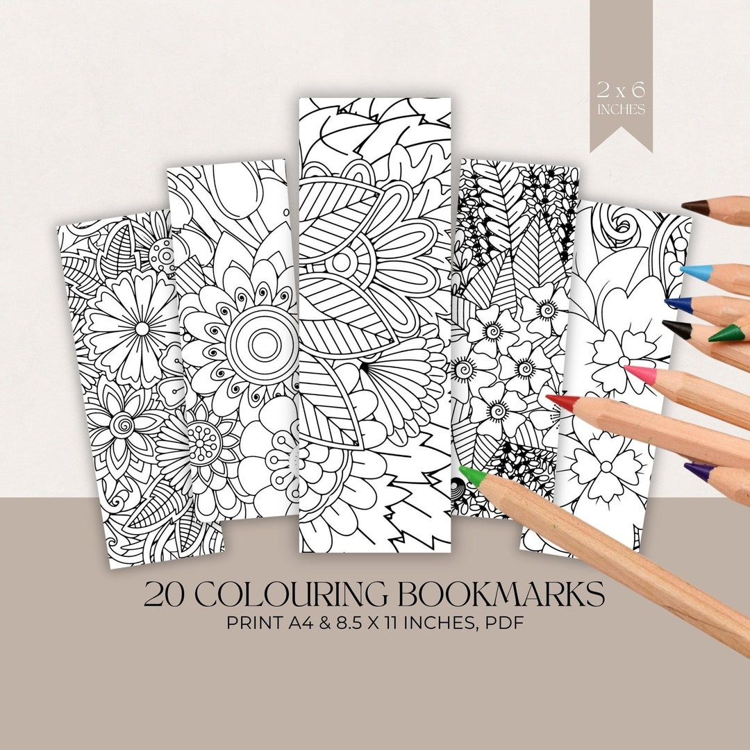 Printable Bookmarks, Colouring Bookmarks for Adults, Paper Craft ...