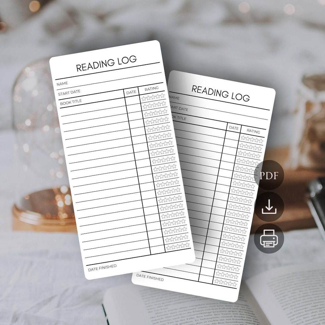 Printable Bookmark Reading Log Book Tracker Library Card Design - Etsy