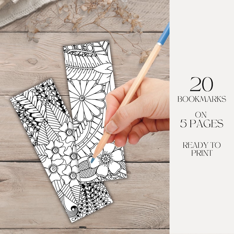 Printable Bookmarks, Colouring Bookmarks for Adults, Paper Craft ...