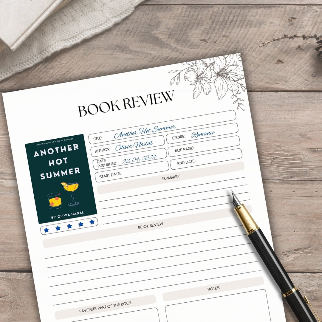 Book Review Template, Printable Book Review, Book Journal Page ...