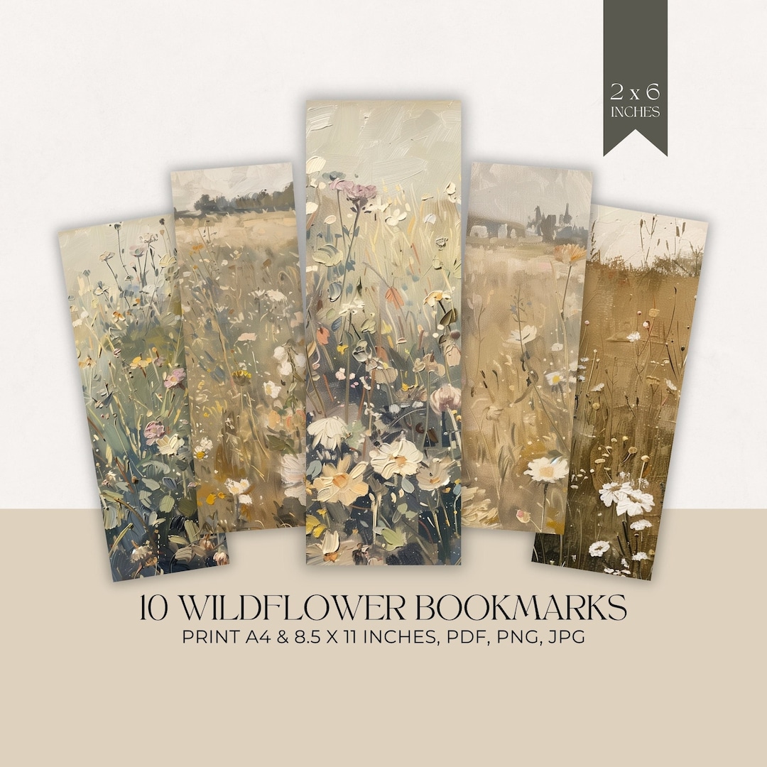 Wildflower Printable Bookmark, Vintage Style Book Mark, Book Lover Gift ...