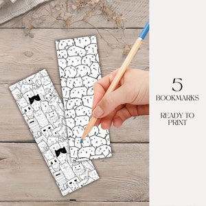 Cute Printable Bookmarks Cat Coloring Bookmark for Adults Paper Craft ...