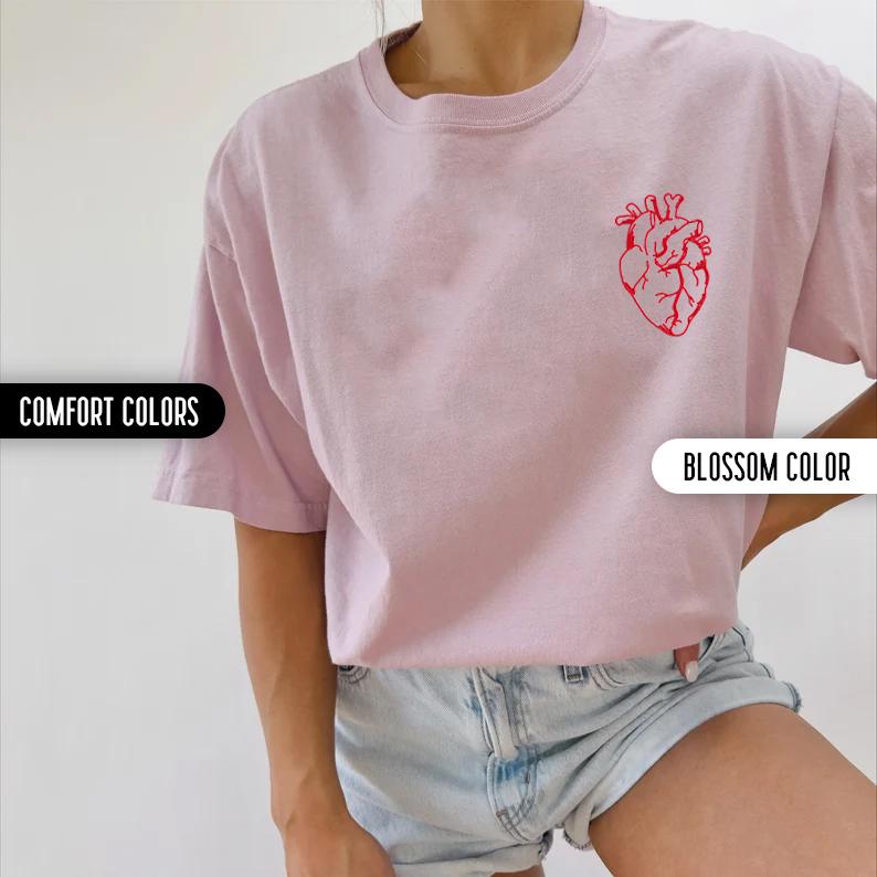 Anatomical Heart Embroidery Shirt Comfort Colors Embroidery ...