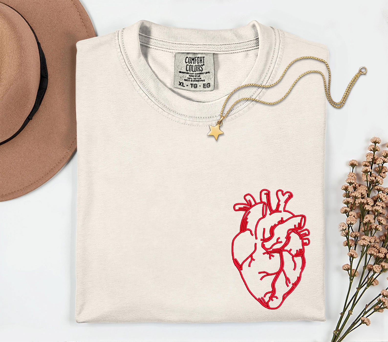 Anatomical Heart Embroidery Shirt Comfort Colors Embroidery ...