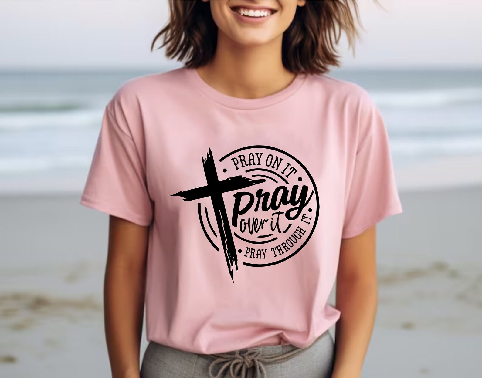 Pray on It Pray Over It Pray Through It Tshirt, Christian Tee ...