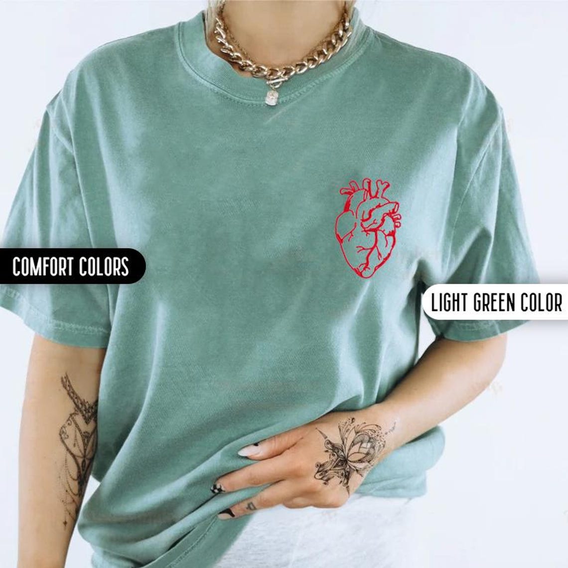 Anatomical Heart Embroidery Shirt Comfort Colors Embroidery ...