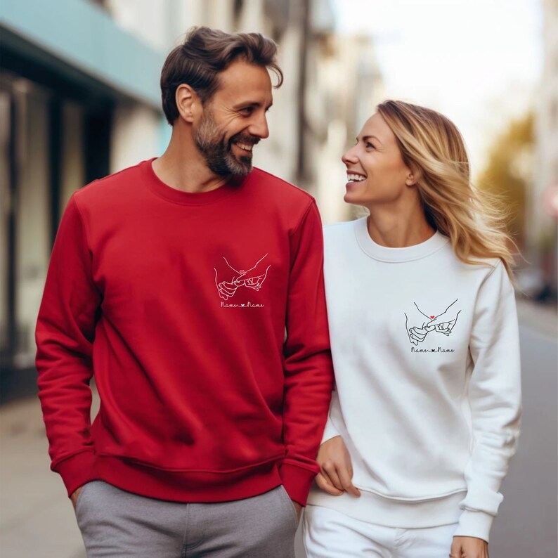Valentines Day Personalized Anniversary Date Sweatshirt Couple Sweaters ...