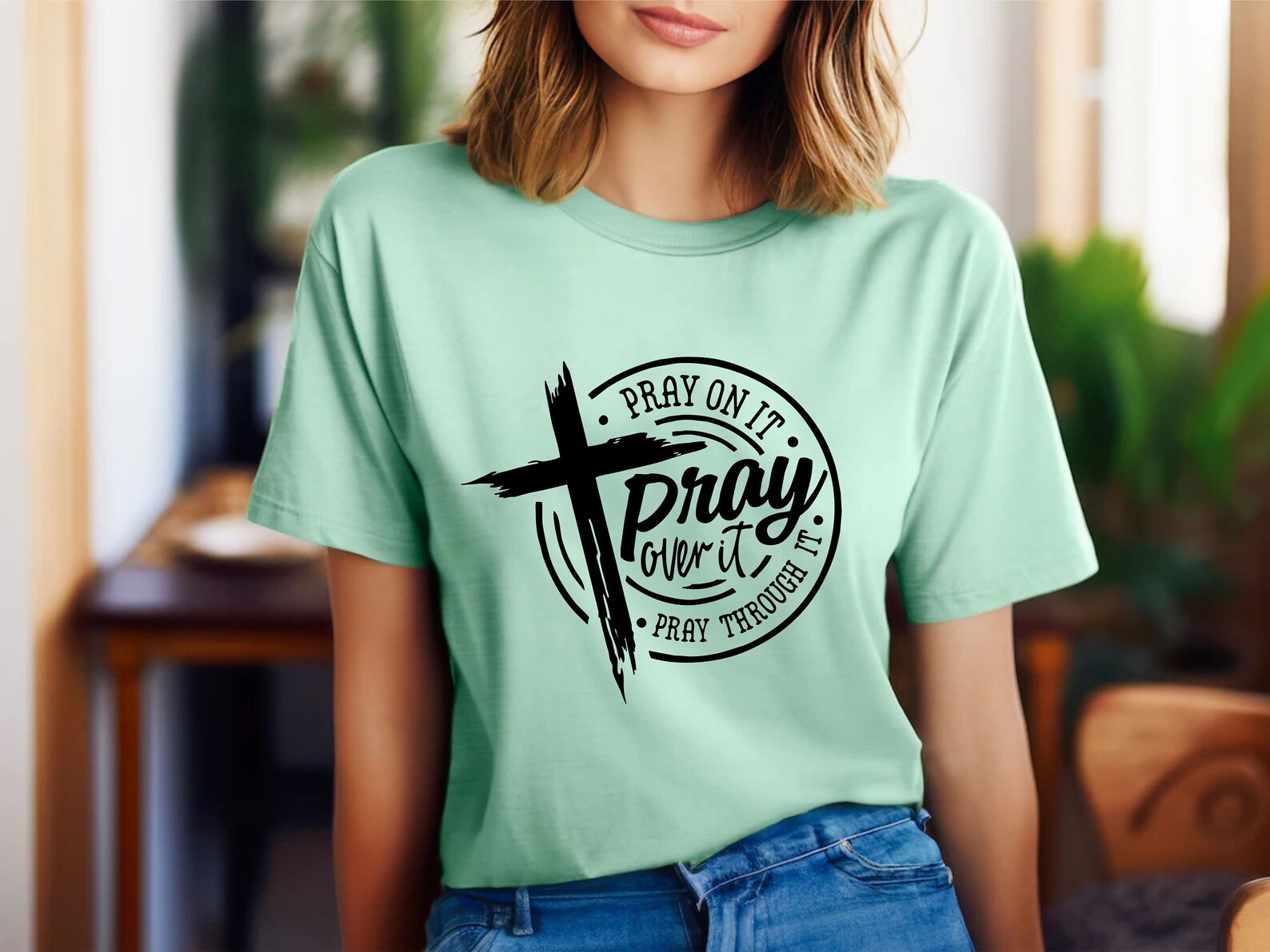 Pray on It Pray Over It Pray Through It Tshirt, Christian Tee ...