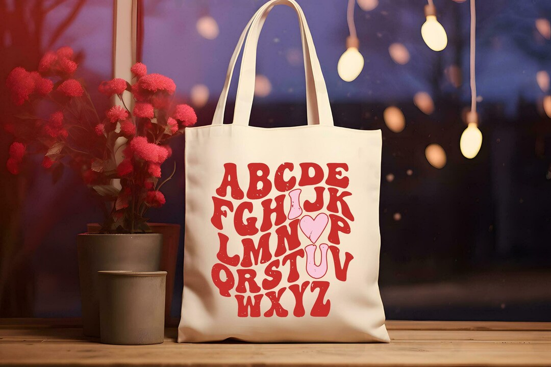 Teacher ABCD I U Alphabet Valentines Day Tote Bag Teacher Valentines ...