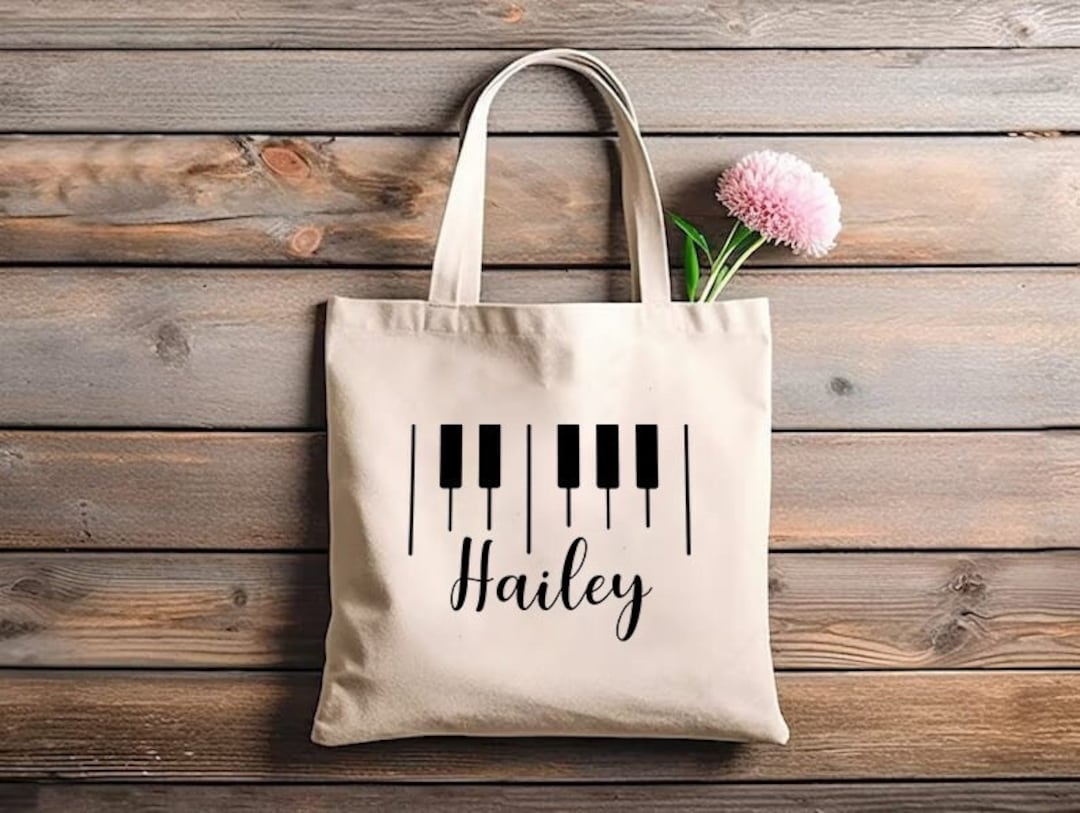 Personalized Piano Name Tote Bag Custom Name Music Gift Bag Piano ...