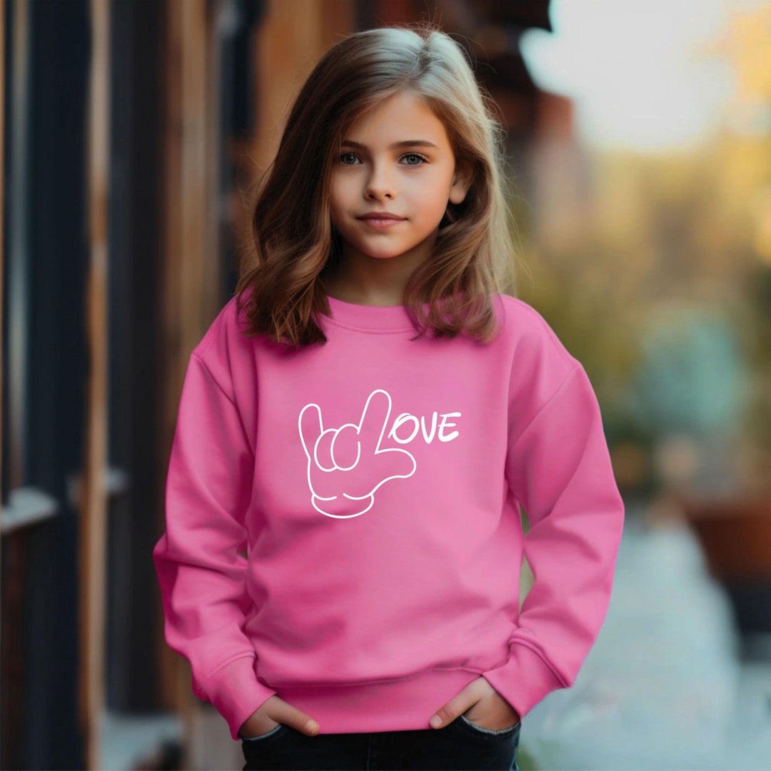 Love Hand Sign Mickey Mouse Hands Valentines Day Sweatshirt ASL Love ...