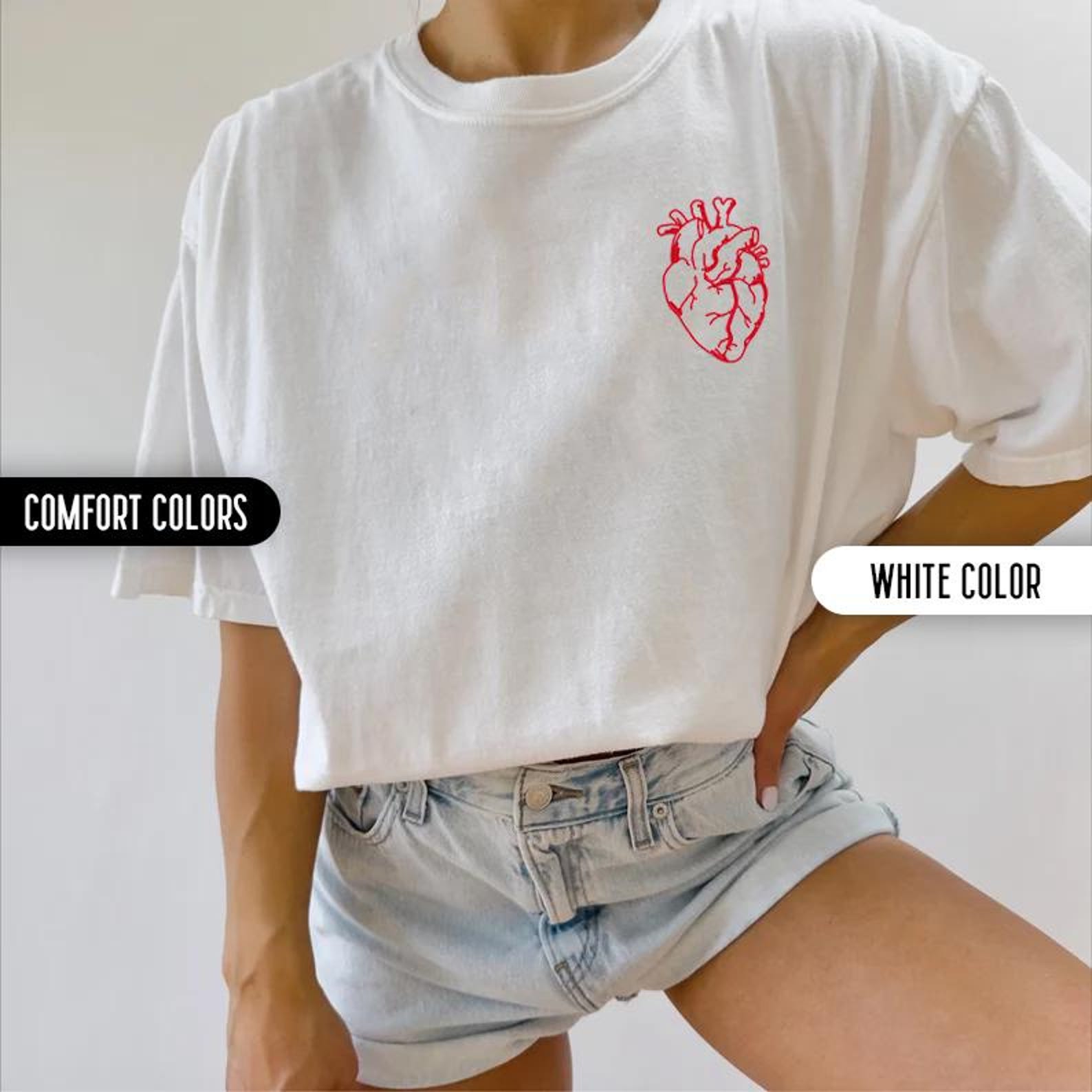 Anatomical Heart Embroidery Shirt Comfort Colors Embroidery ...