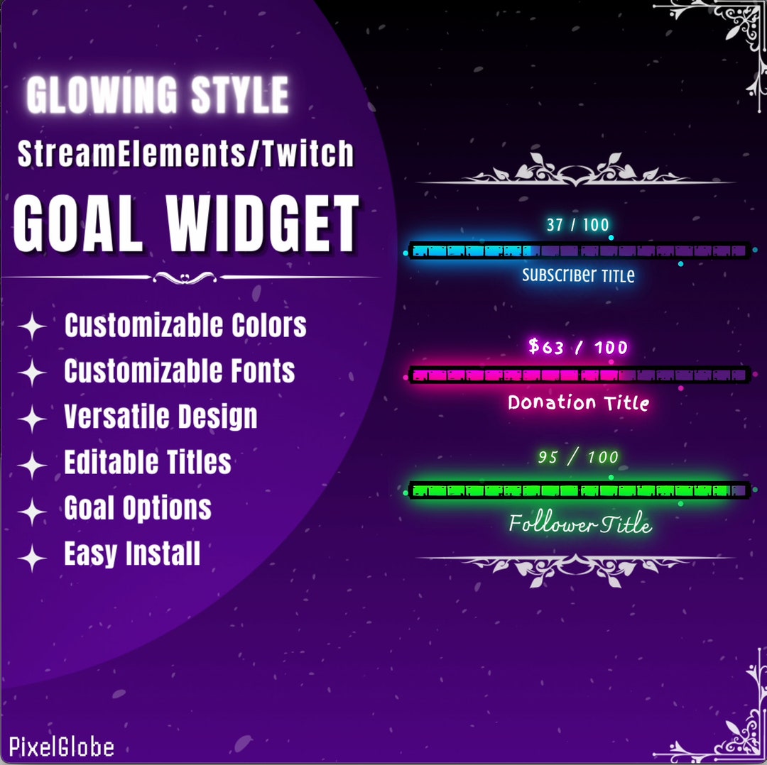 Glowing Goal Widget xp Bar Twitch Stream Overlay for Streamelements ...