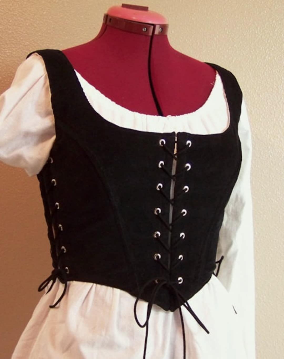 The Little Black Bodice black Linen Bust 36.5-39.5 Waist 28.25-31.25 ...