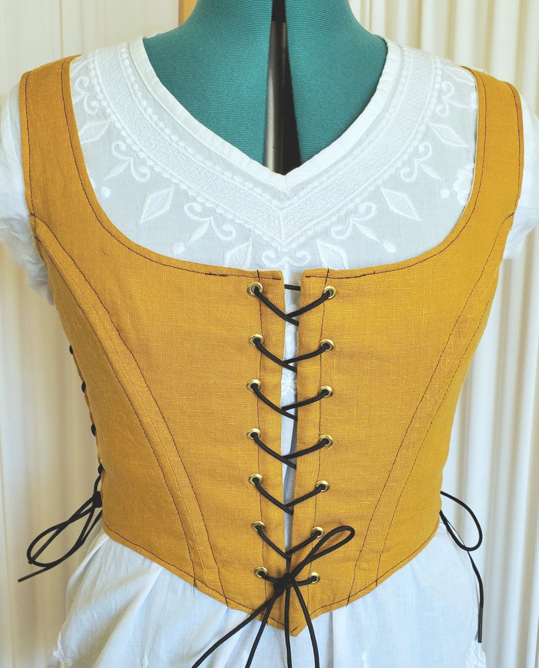 Linen Renaissance Ladies Bodice - Deep Yellow - "elanor" - Bust 36.5-39 ...