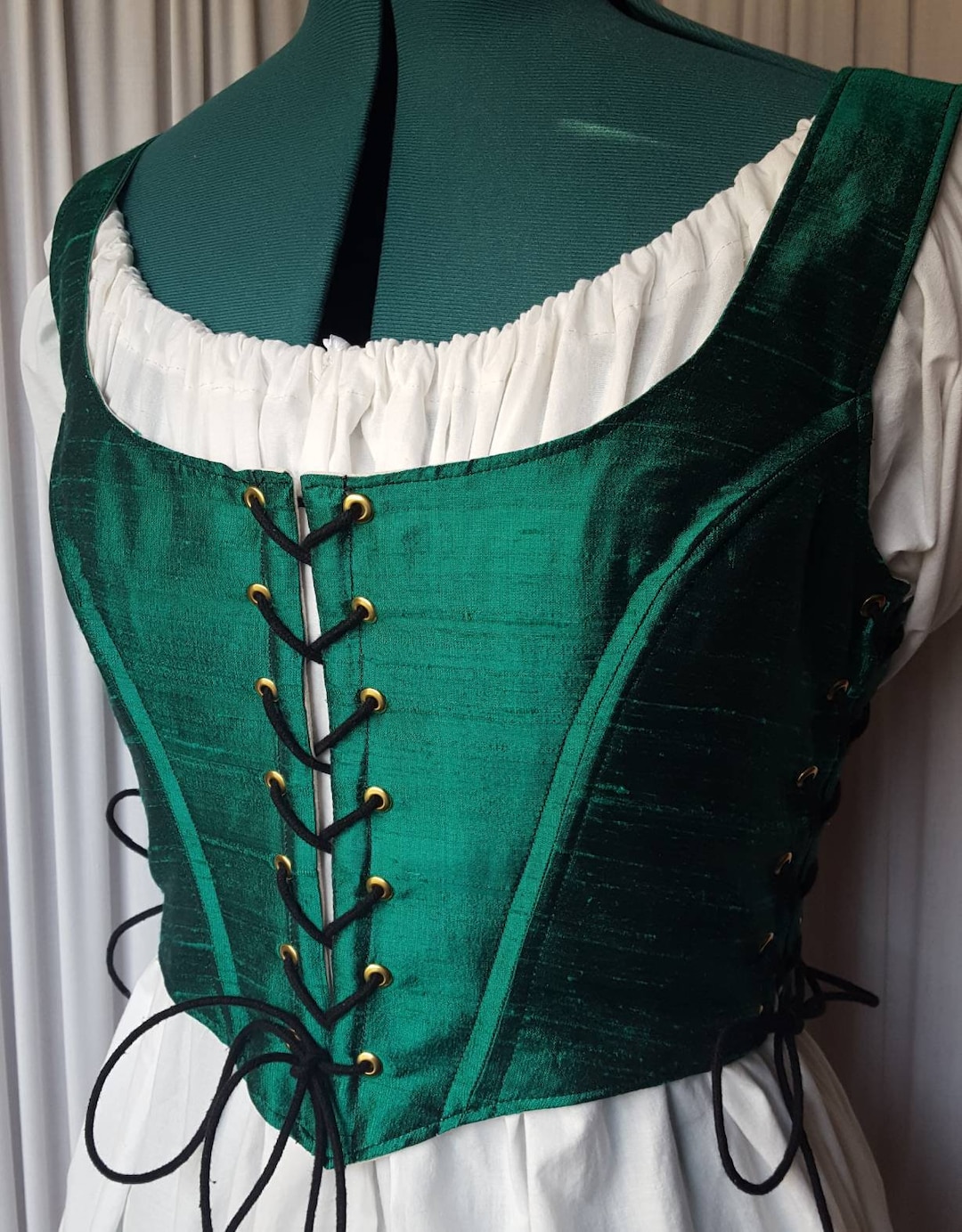Green Silk Dupioni Ladies Bodice -"ailene"- Bust 44-47 Inches - Waist ...