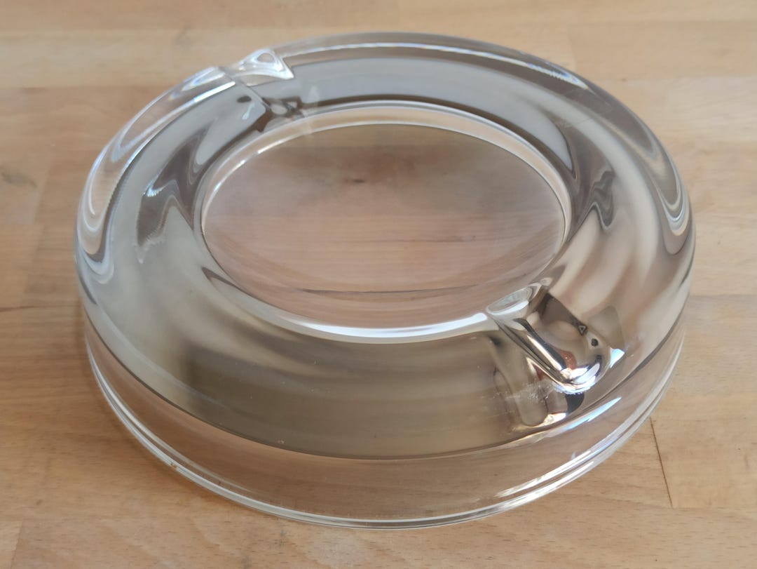 Large Italian Designer Ashtray, Glass and Silver Ashtray From the 80s ...