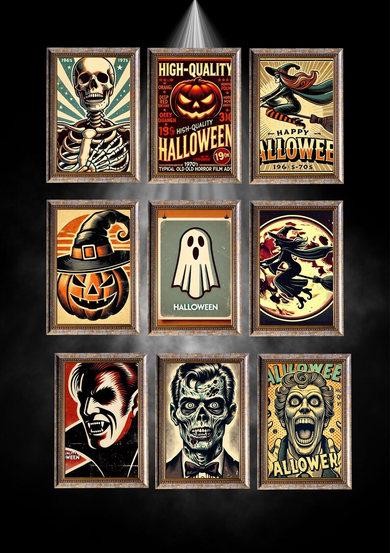Halloween Skeleton Pumpkin Poster Bundle - Funny Skeleton Halloween ...